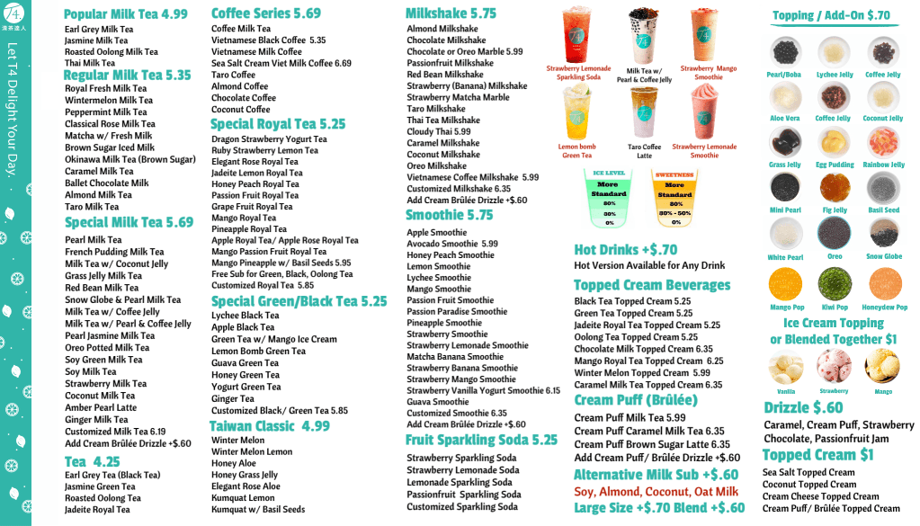 Menu – T4 TEA FOR – T4 LATHROP