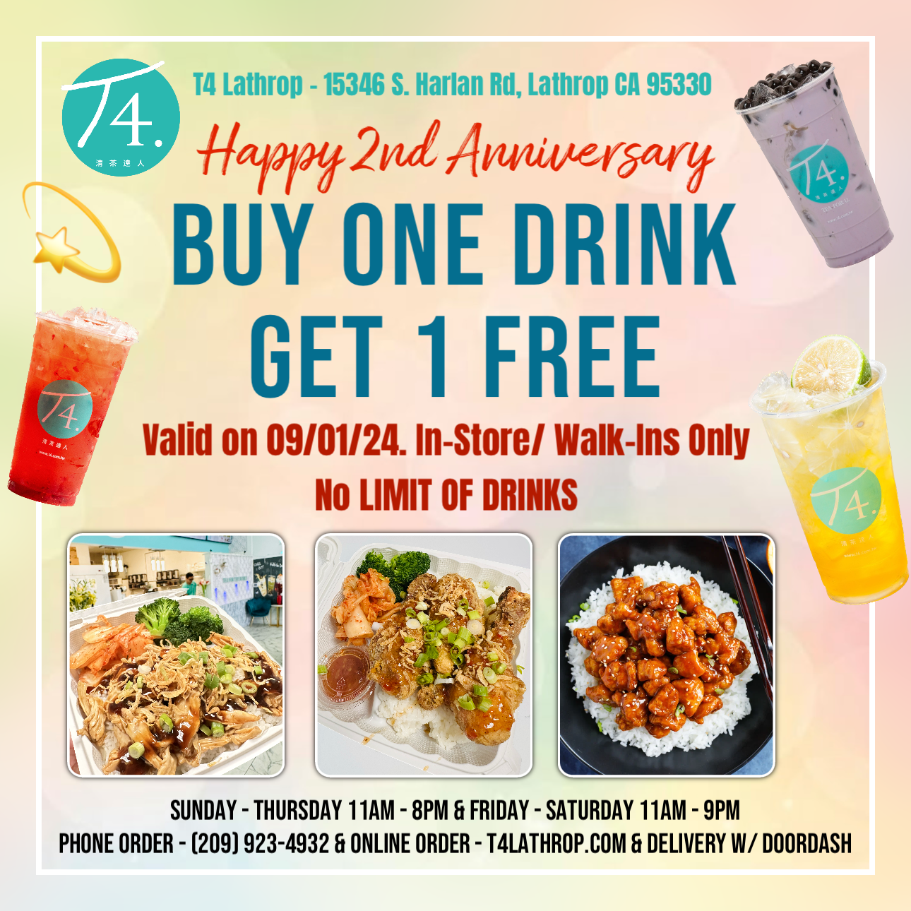 T4 TEA FOR – T4 LATHROP – 15346 S. Harlan Rd, Lathrop CA 95330